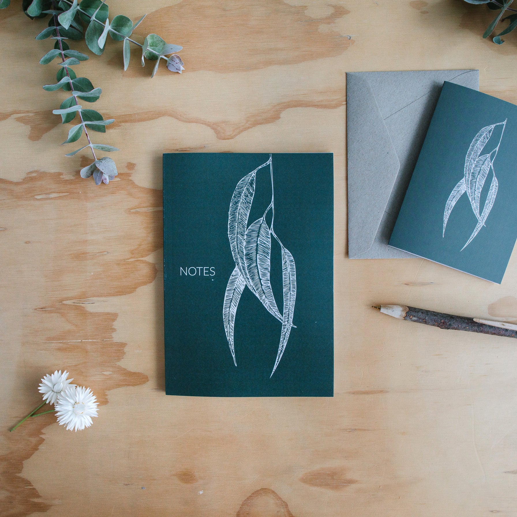 Notebook & Greeting Card - Eucalyptus Leaves Line Drawing – LOVE FROM SHOP